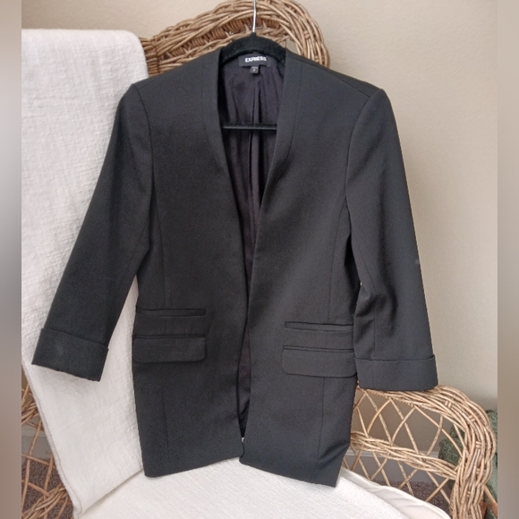 Express | Jackets & Coats | Express Black Open Blazer With 34 Cuffed ...